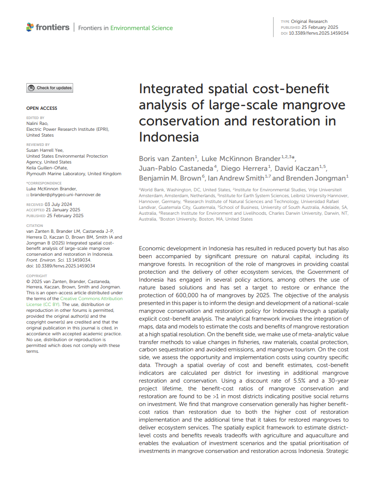 Integrated spatial cost-benefit analysis of large-scale mangrove ... Integrated spatial cost-benefit analysis of large-scale mangrove ...